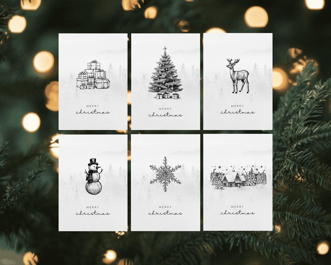 10 Pack of Christmas Cards Digital Download Printable - Etsy