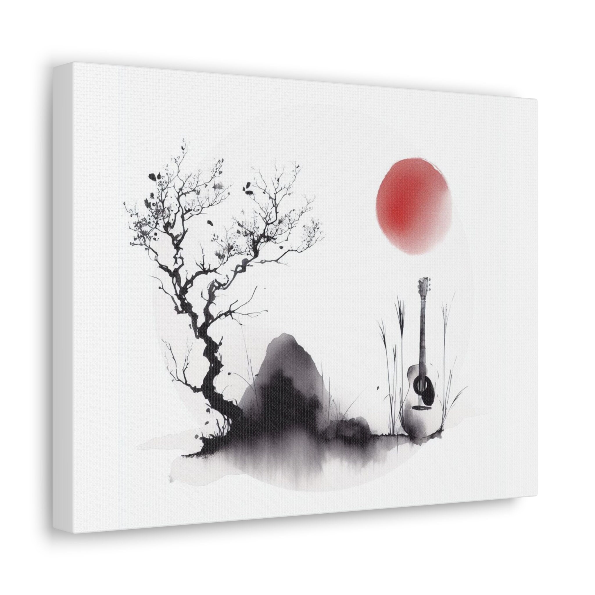 Zen Guitar Traditional Japanese Art Style Ink Calligraphy, Sumi-e ...