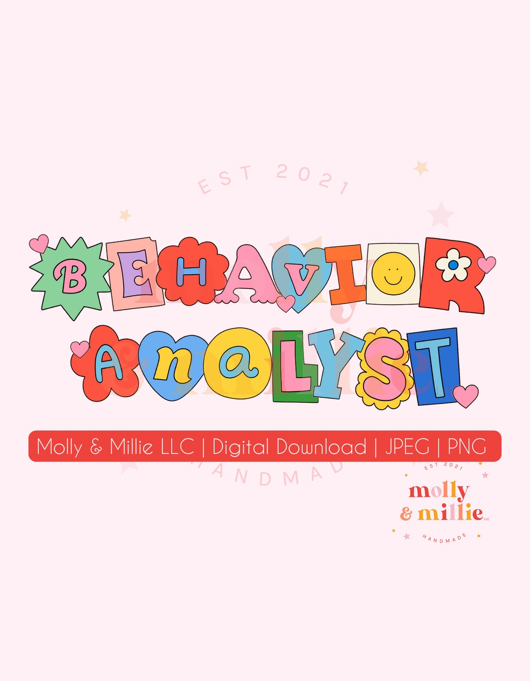 Trendy, Retro DIGITAL Download ABA PNG, Behavior Analyst Digital Print ...