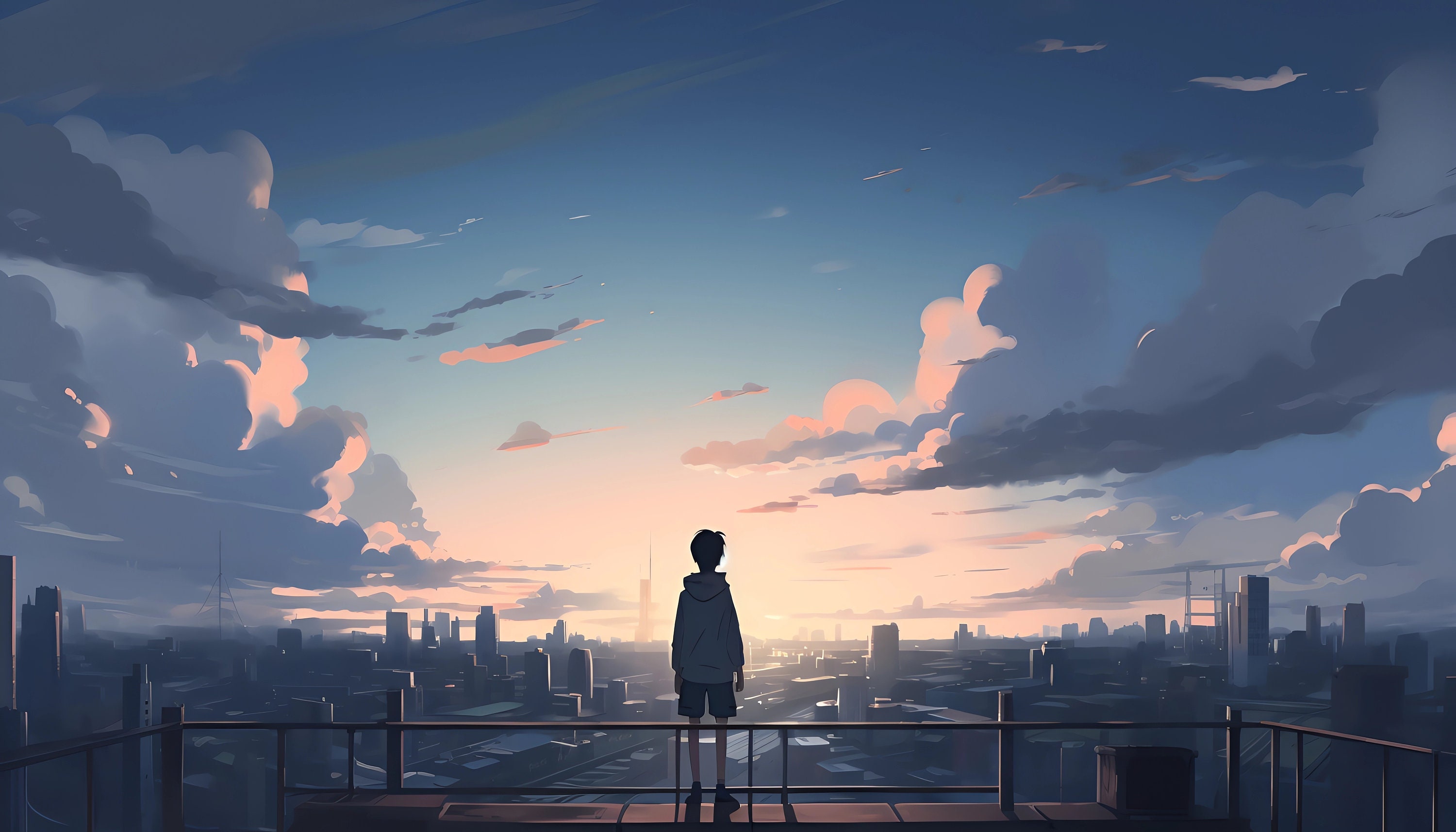 Makoto Shinkai Digital Art Cinematic Cityscape - Etsy