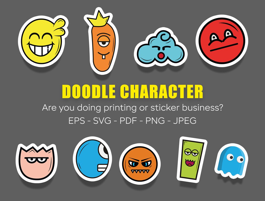 SVG Bundle, Svg Doodle Character, Designs Svg Png , Svg Files, Full ...