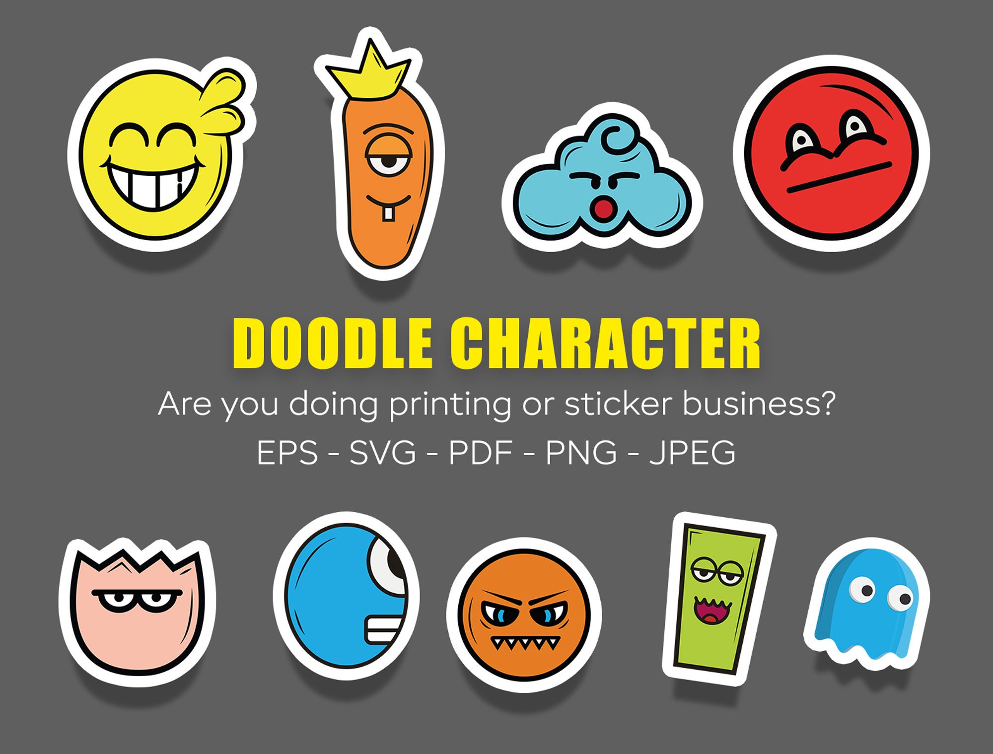 SVG Bundle, Svg Doodle Character, Designs Svg Png , Svg Files, Full ...