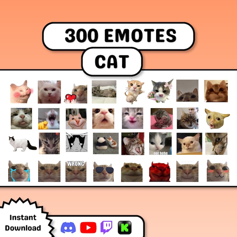 300 Cat Emotes Pack | Cute Discord Emotes | Animated Cat Emotes ...