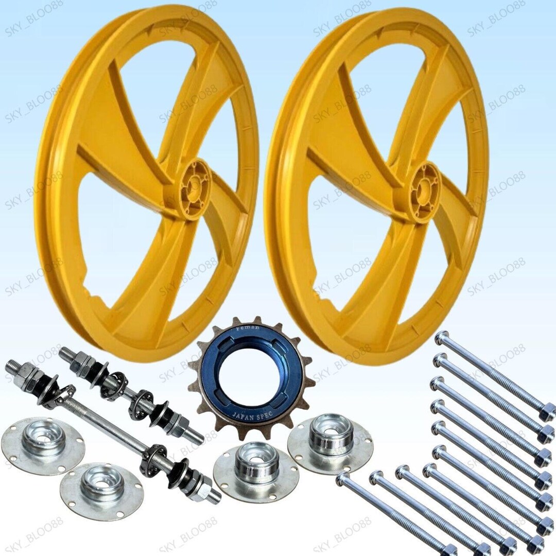 BMX Bicycle 20 PVC Sport Rim Yellow 4 SPOKES Wheelset Hub Set With ...