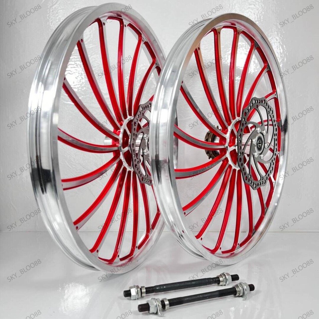 18 SPOKE Wheelset BMX Bicycle 20alloy Sport Rim RED Color Freewheel 16T ...