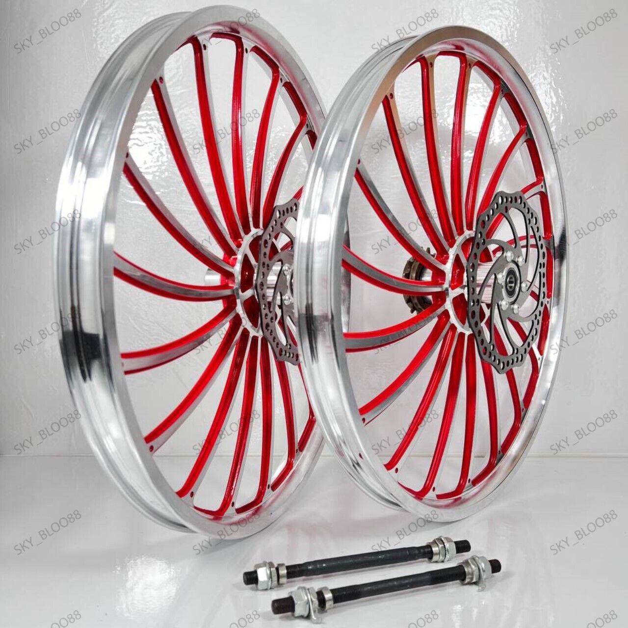 18 SPOKE Wheelset BMX Bicycle 20alloy Sport Rim RED Color Freewheel 16T ...
