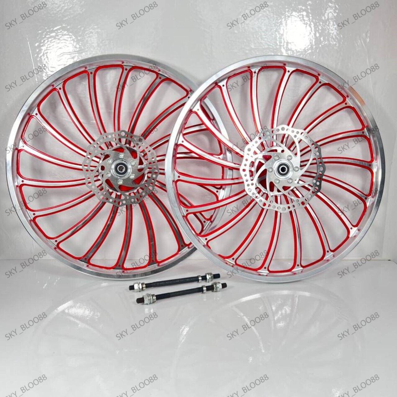 18 SPOKE Wheelset BMX Bicycle 20alloy Sport Rim RED Color Freewheel 16T ...