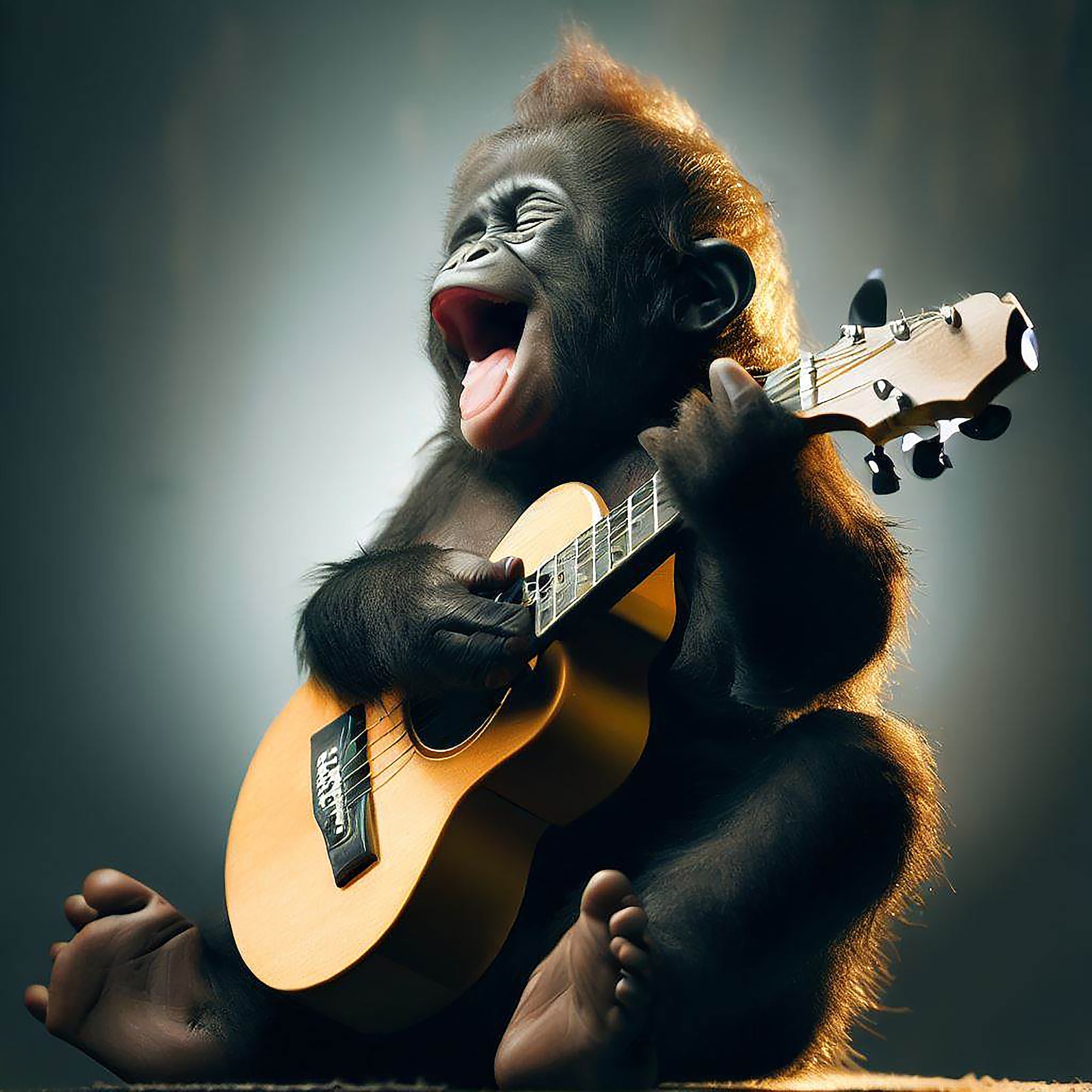 Joy of Music, Baby Chimp Singing Playing Guitar - Etsy