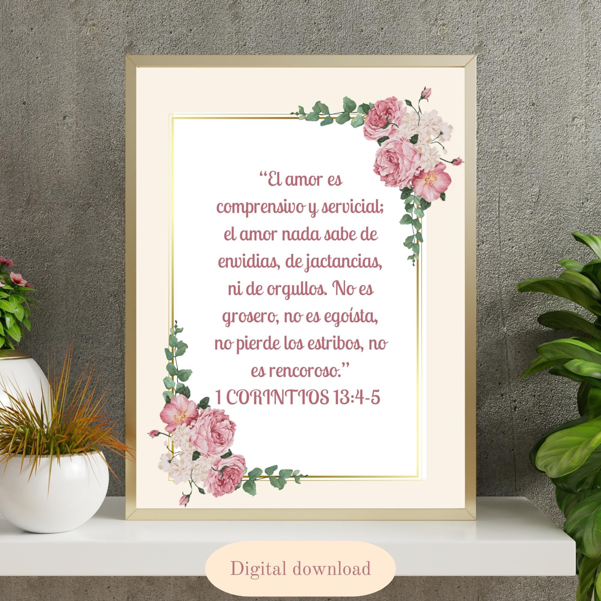 El Amor Bible Verse Printable Wall Decoration 1 Corinthians 13 Verses 4 ...