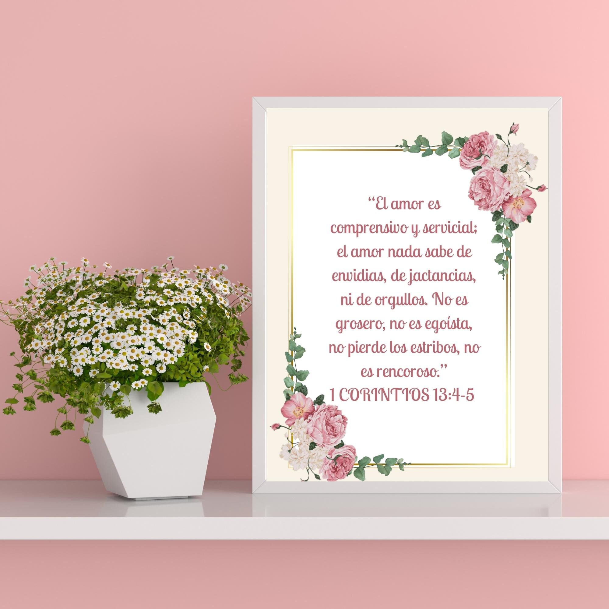 El Amor Bible Verse Printable Wall Decoration 1 Corinthians 13 Verses 4 ...