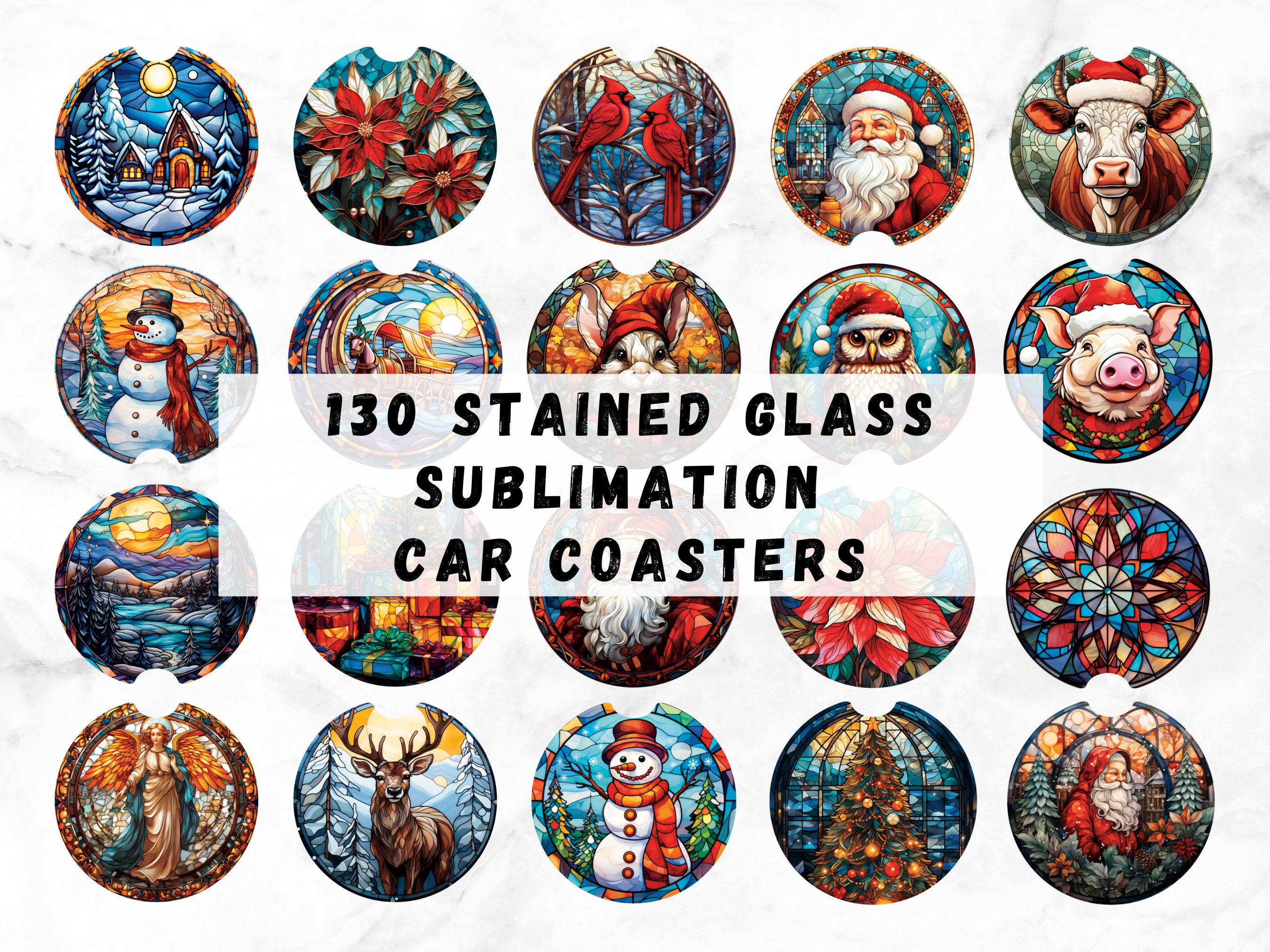 Christmas Stained Glass Sublimation Designs PNG - Etsy