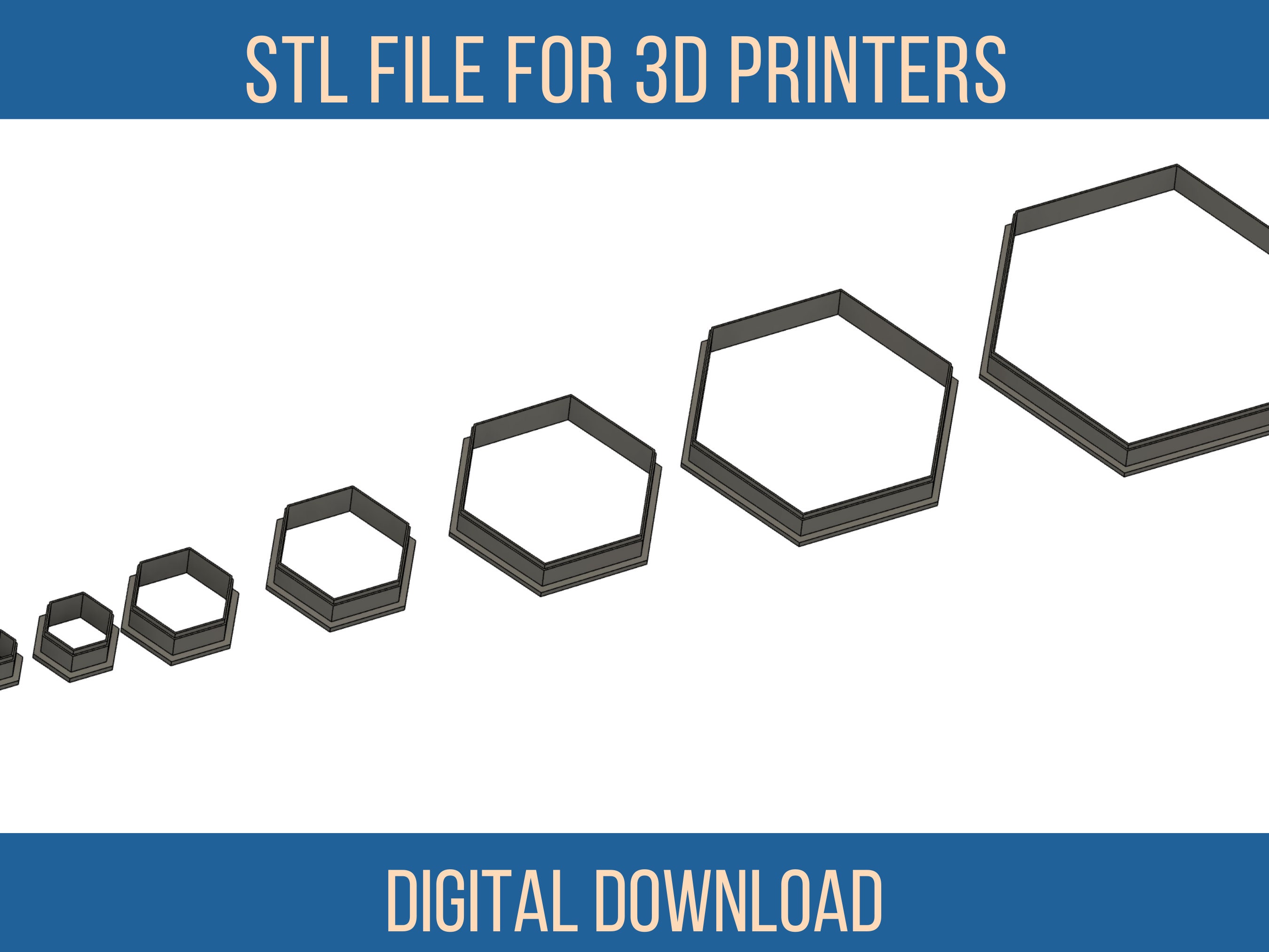 7 Different Sizes of Hexagon Stl Files, 2 Profiles, Ideal for Cookie ...