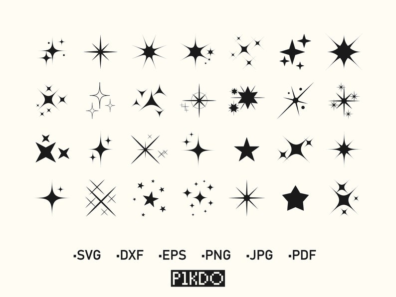 Star SVG Bundle, Vector, EPS, DXF, Files for Cricut, Digital Download, Sparkle Star Set, Sparkle ...