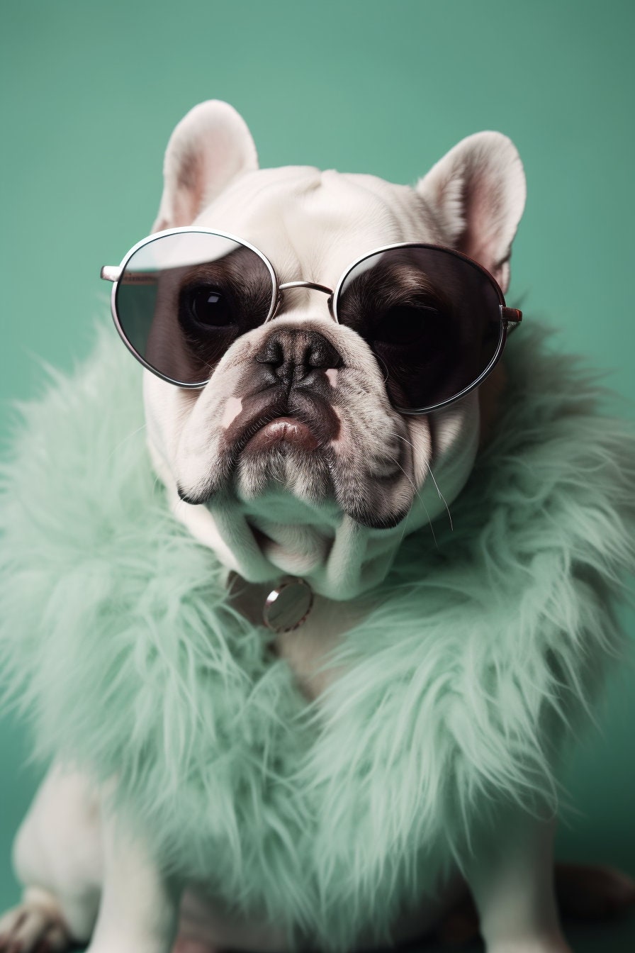 Printable Wall Art, Digital Posters, French Bulldog Fashion Art, Green ...