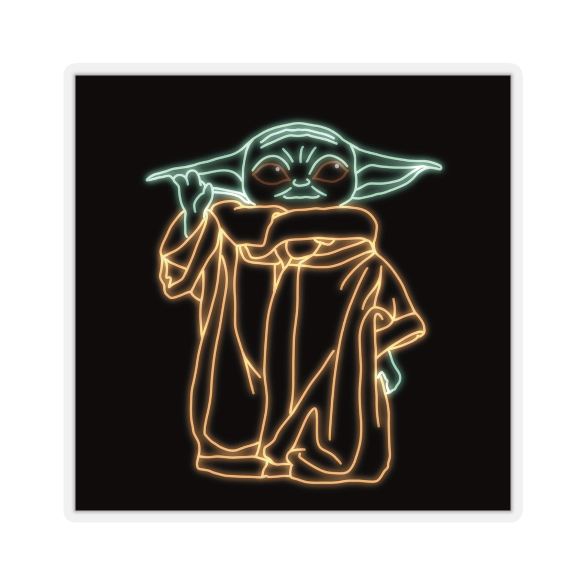 Neon Baby Yoda Sticker - Etsy