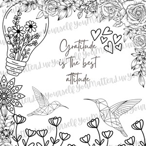 Gratitude Journal With Mindfulness Coloring Pages - Etsy