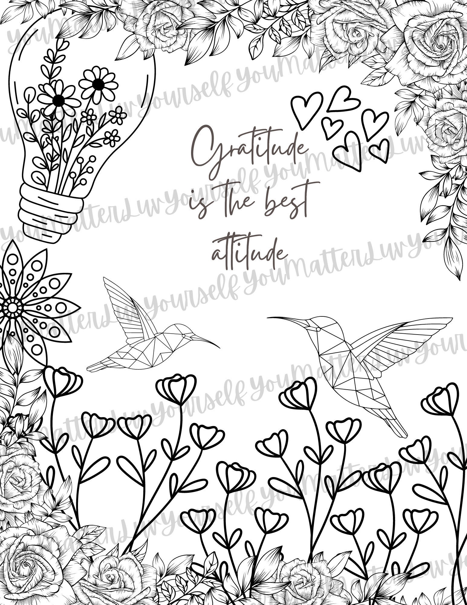Gratitude Journal With Mindfulness Coloring Pages - Etsy