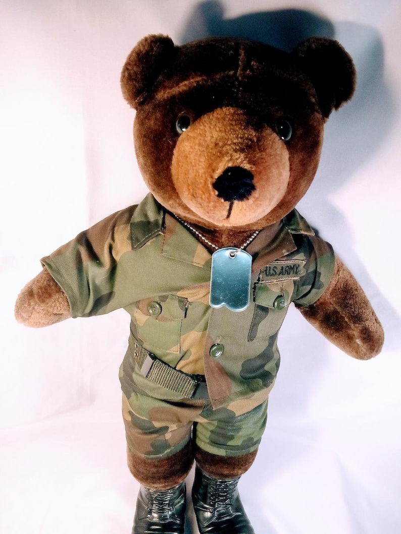 Army Teddy Bear, Big Cuddly Classic Vintage, Collectible Military Tall ...
