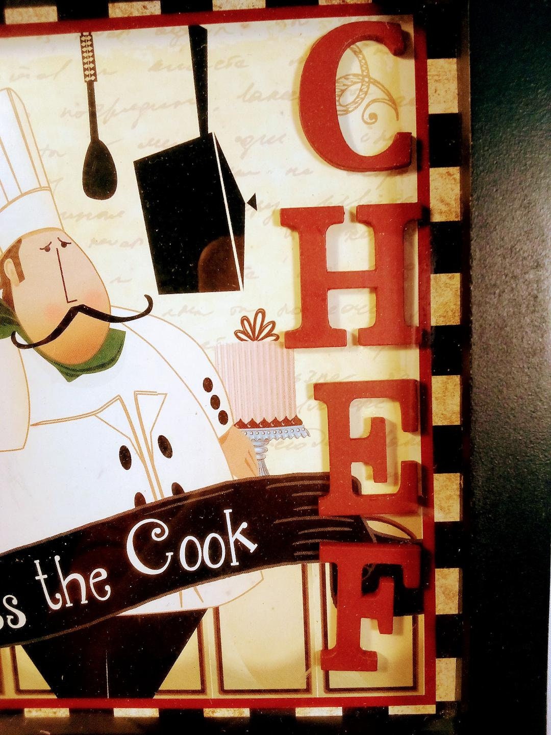 Funny Kitchen Wall Decor, Farmhouse Style Kiss the Cook, Framed With ...