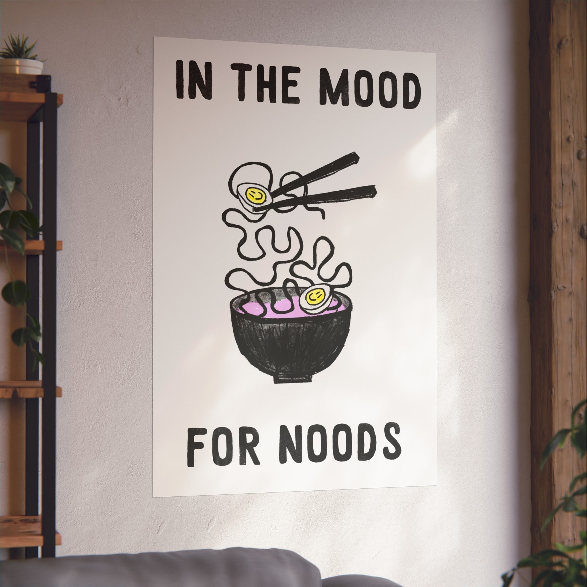 Mood for Noods, Ramen Noodles Print, Living Room Wall Art, Home Decor, Handrawn Sketch ...