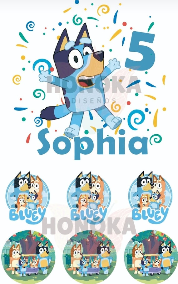Number 6 Cake Topper Bluey Bingo Printable PNG