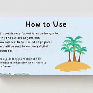 Beach Themed Reward Punch Cards - Etsy