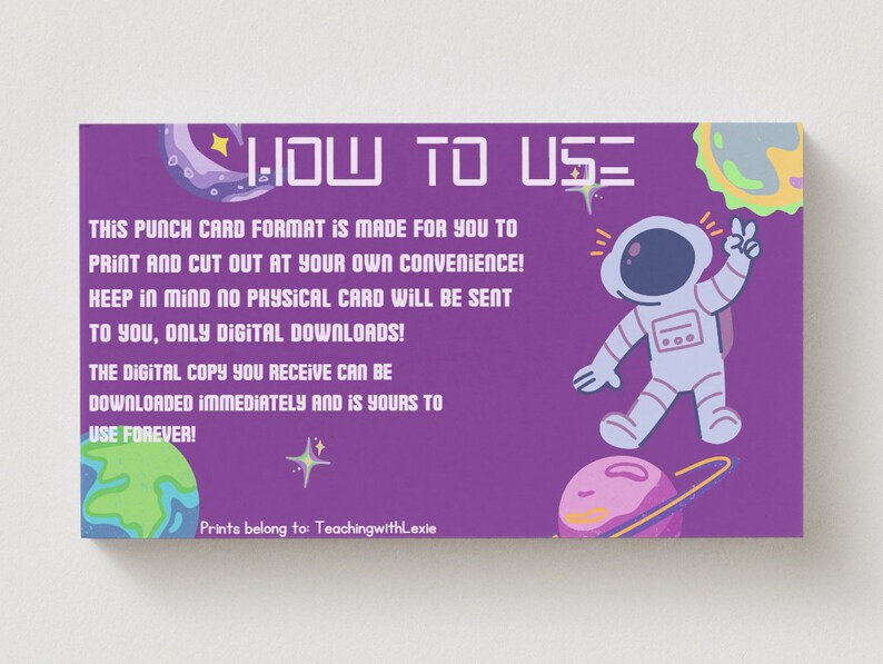Space Themed Rewards Punch Card - Etsy