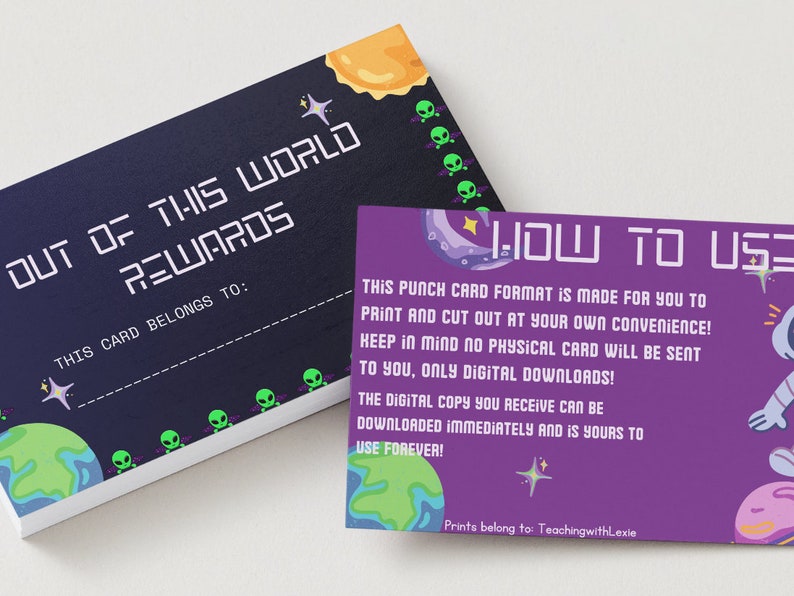 Space Themed Rewards Punch Card - Etsy