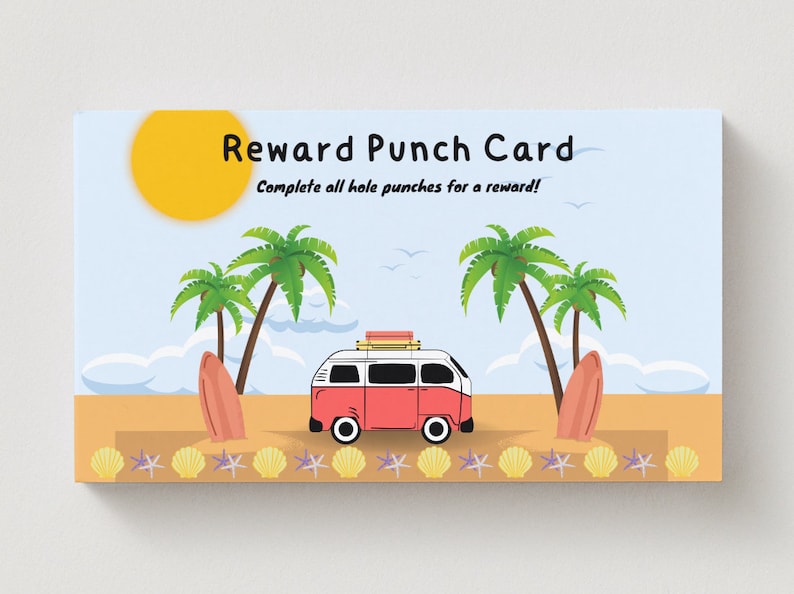 Beach Themed Reward Punch Cards - Etsy