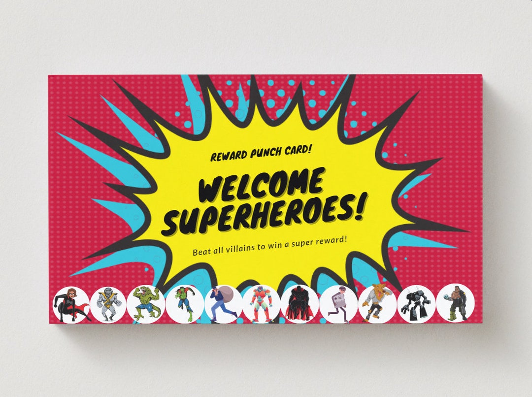 Superhero-themed Reward Punch Cards - Etsy