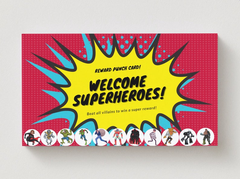 Superhero-themed Reward Punch Cards - Etsy