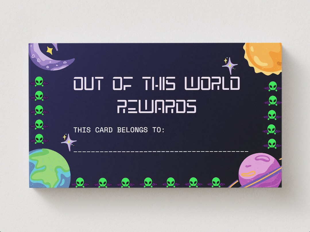 Space Themed Rewards Punch Card - Etsy