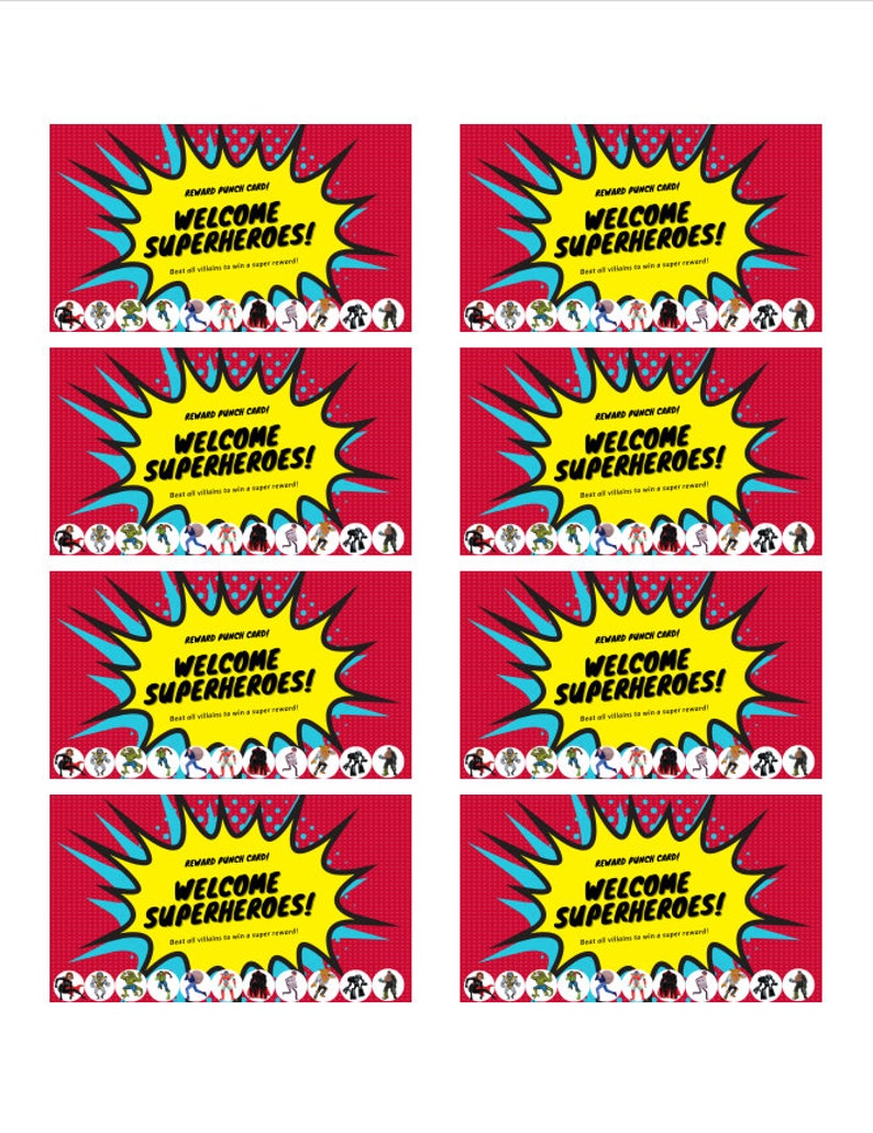 Superhero-themed Reward Punch Cards - Etsy