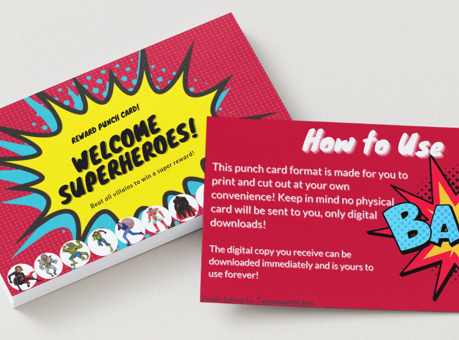 Superhero-themed Reward Punch Cards - Etsy