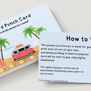 Beach Themed Reward Punch Cards - Etsy