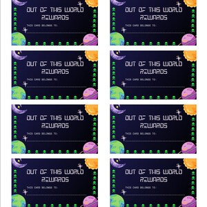 Space Themed Rewards Punch Card - Etsy