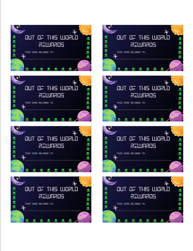 Space Themed Rewards Punch Card - Etsy