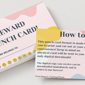 Boho Smiley Face Reward Punch Card - Etsy