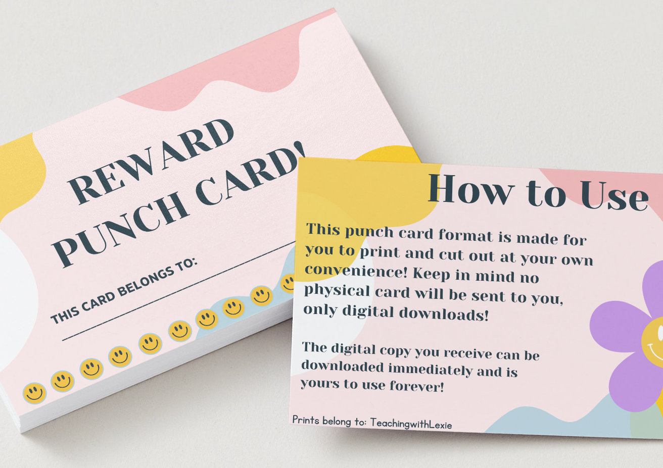 Boho Smiley Face Reward Punch Card - Etsy