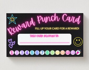 Boho Smiley Face Reward Punch Card - Etsy