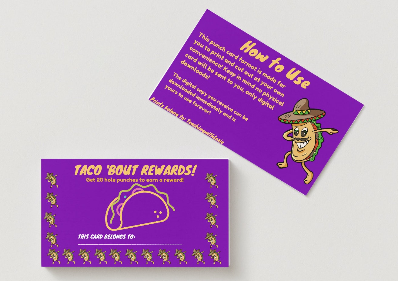 Taco Themed Punch Cards "taco 'bout Rewards" - Etsy