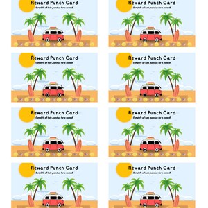 Beach Themed Reward Punch Cards - Etsy
