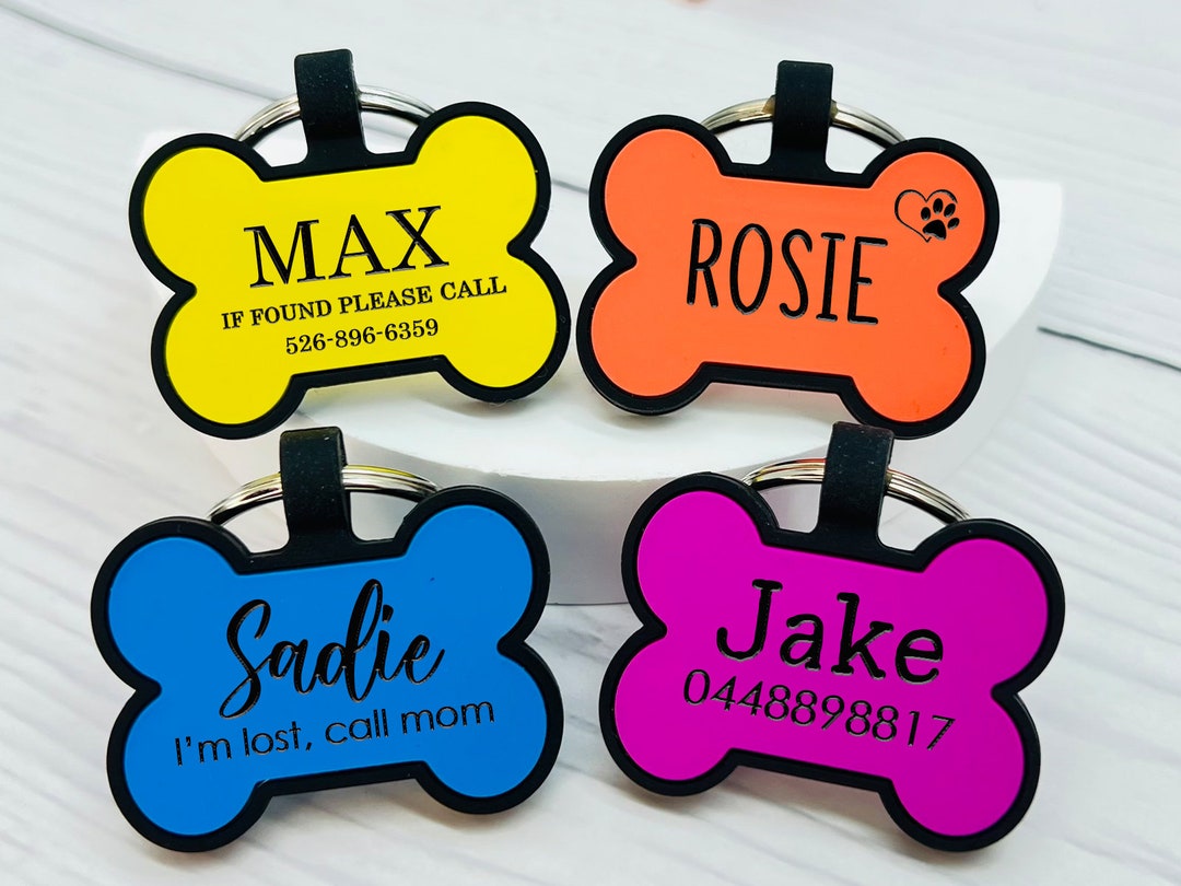 Silent Personalized Soundless Pet ID Tag, Deep Engraved Silicone Double ...
