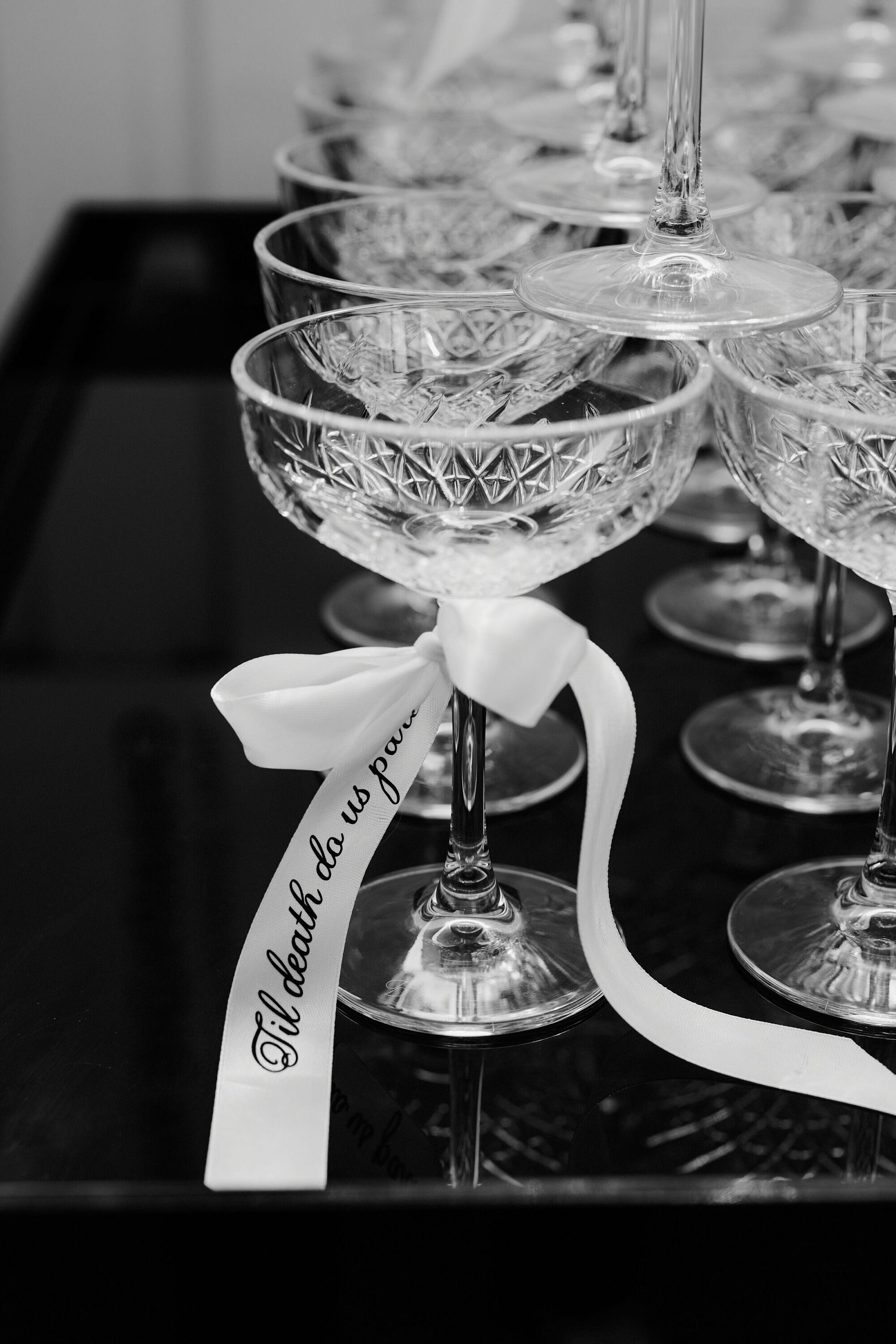 Personalised Glass Decal Name Ribbons, Wine Glass, Champagne Tower ...