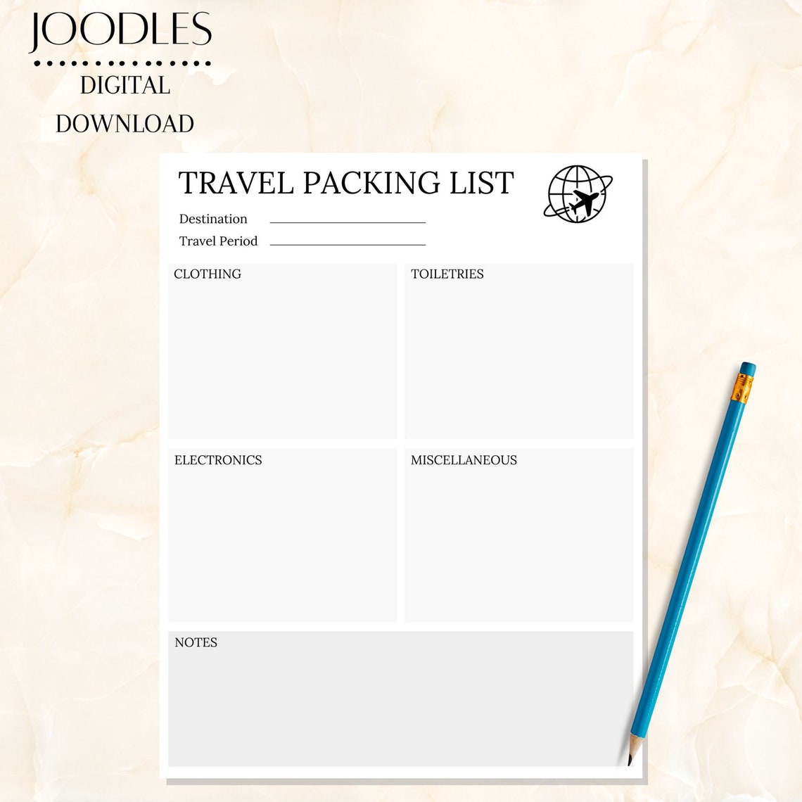 Travel Packing List Printable Template | Minimalist Travel and Vacation ...