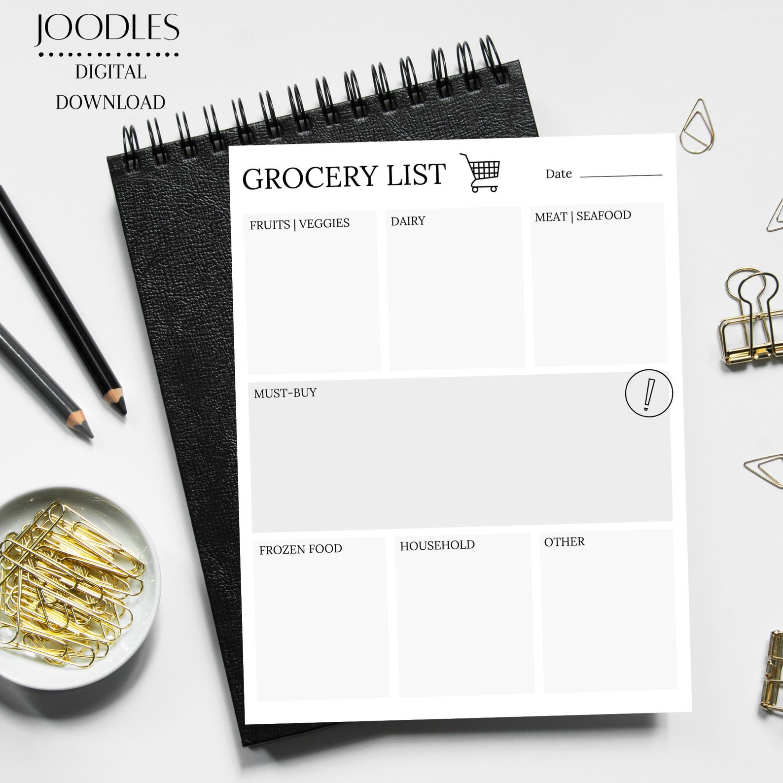 2 X Grocery Shopping List Printable Templates | Minimalist Food Grocery ...
