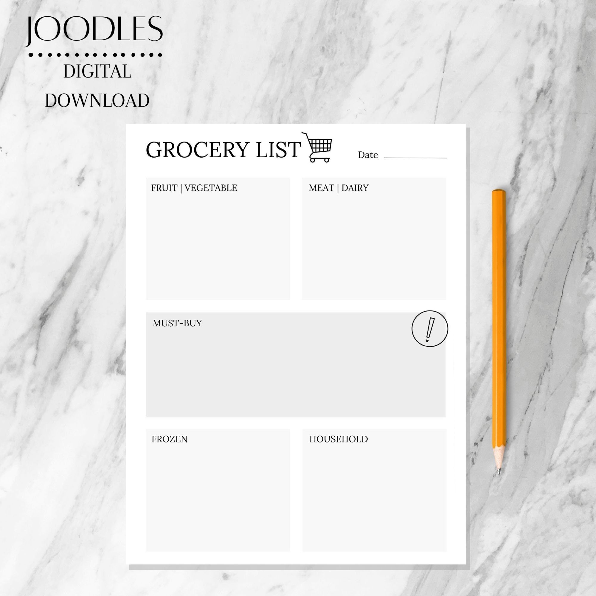2 X Grocery Shopping List Printable Templates | Minimalist Food Grocery ...