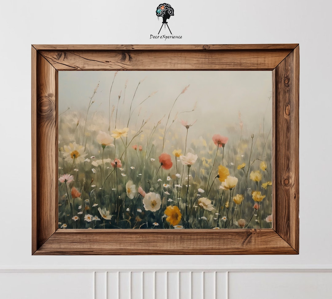 Printable Vintage Spring Flower Landscape Oil Painting: Digital ...