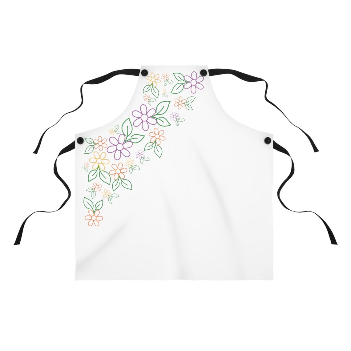 Apron AOP White, Floral Print, Kitchen Accessories, Protective Garment ...