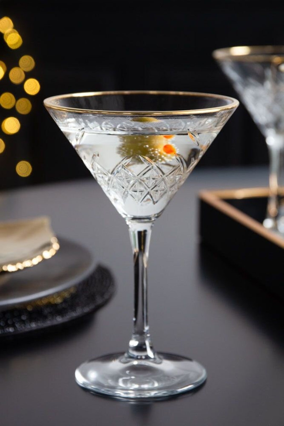 Gold Rimmed Martini Glasses Vintage Coupe Crystal Glasses Cocktail ...